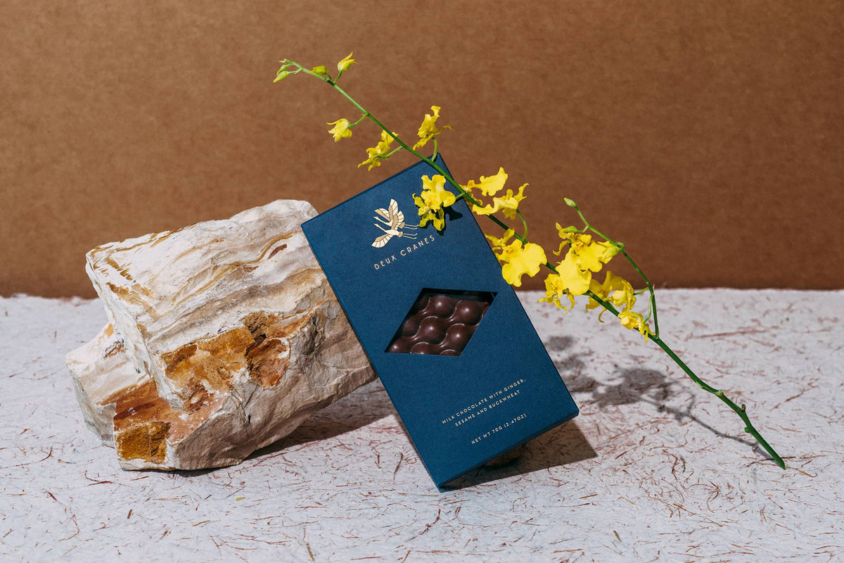 Deux Cranes - Milk Chocolate with Ginger Sesame and Buckwheat – Morningtide